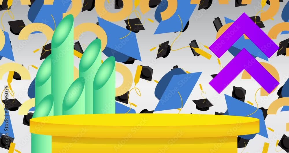 Mockup product display with Graduation Cap, mortar board. Animation ...