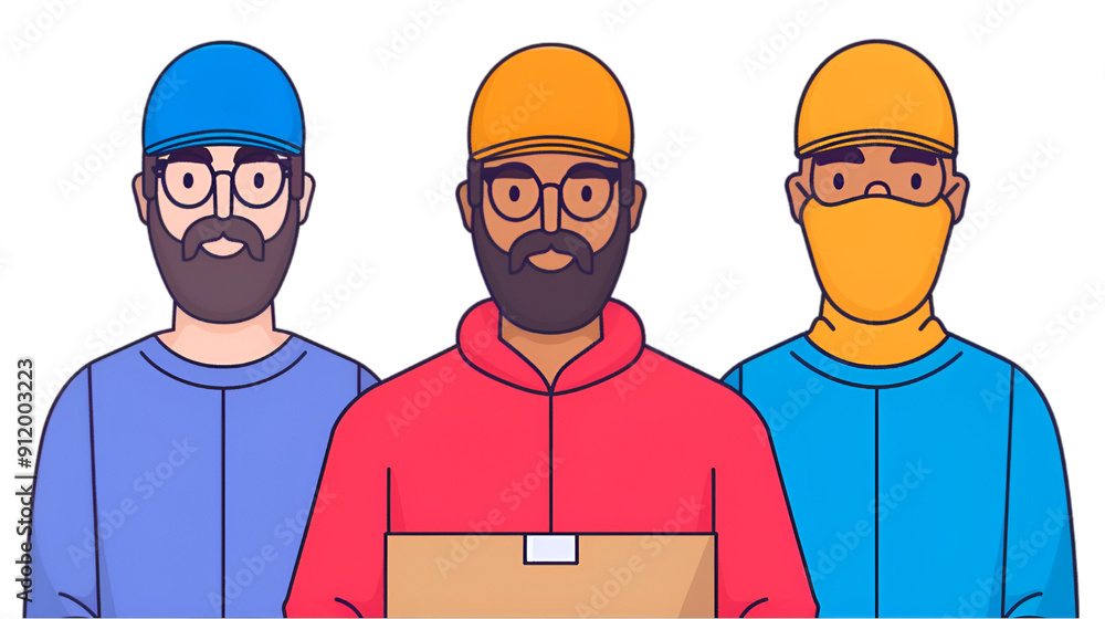 Three Delivery Drivers Ready for Work! Download this Illustration for ...