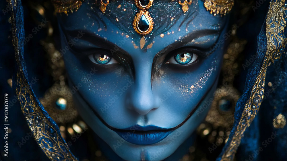 Photo & Art Print blue-skinned alien goddesses with gold makeup ...