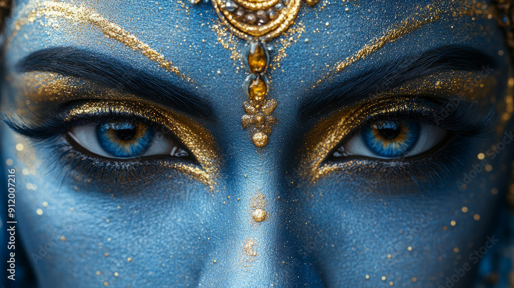 blue-skinned alien goddesses with gold makeup, surrounded by divinatory ...