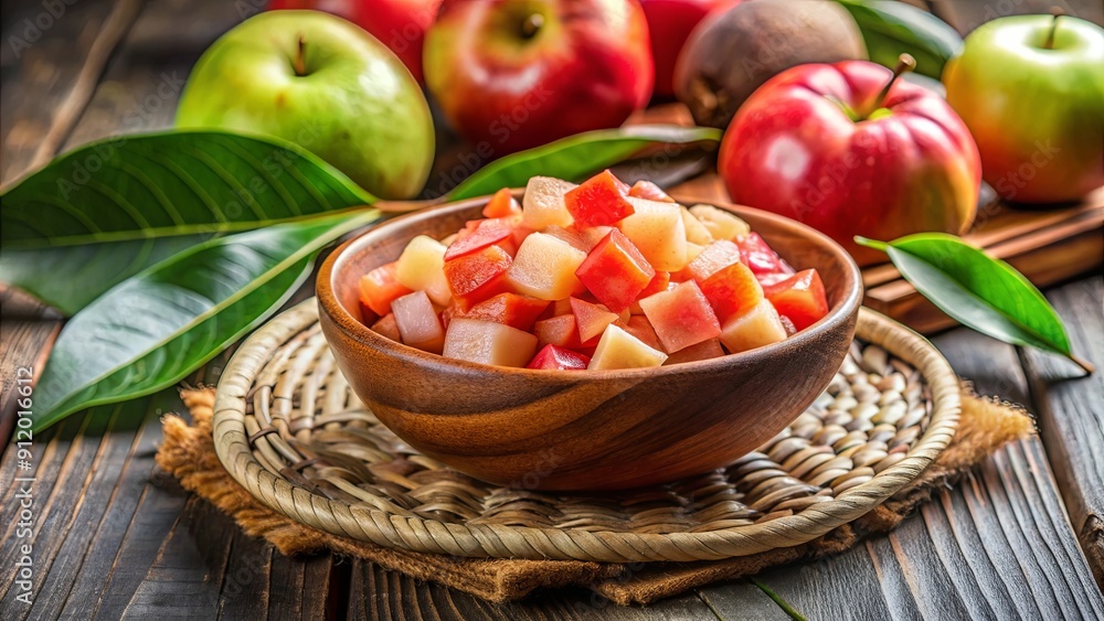 Freshly made Pomerac fruit chow with Syzygium Malay apple, a ...