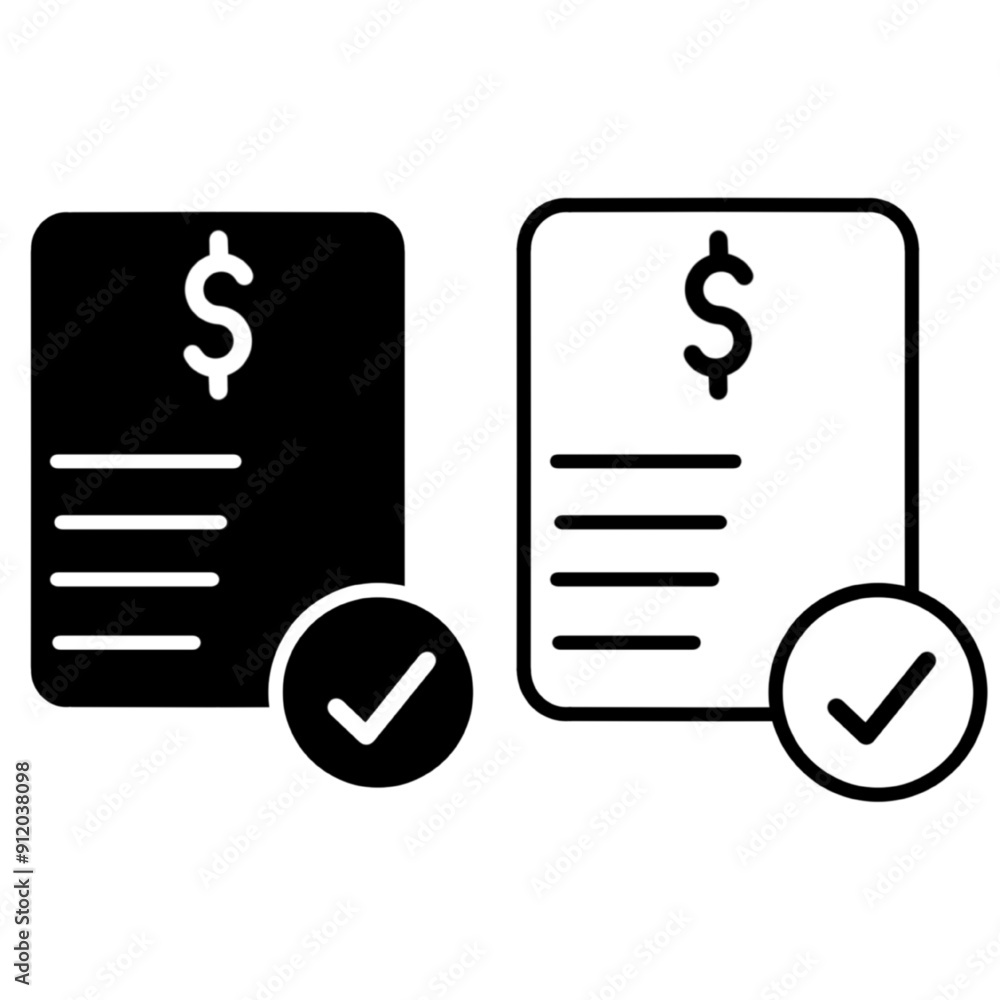 Banking transaction receipt black fill icon. Bill icon, Invoice symbol ...