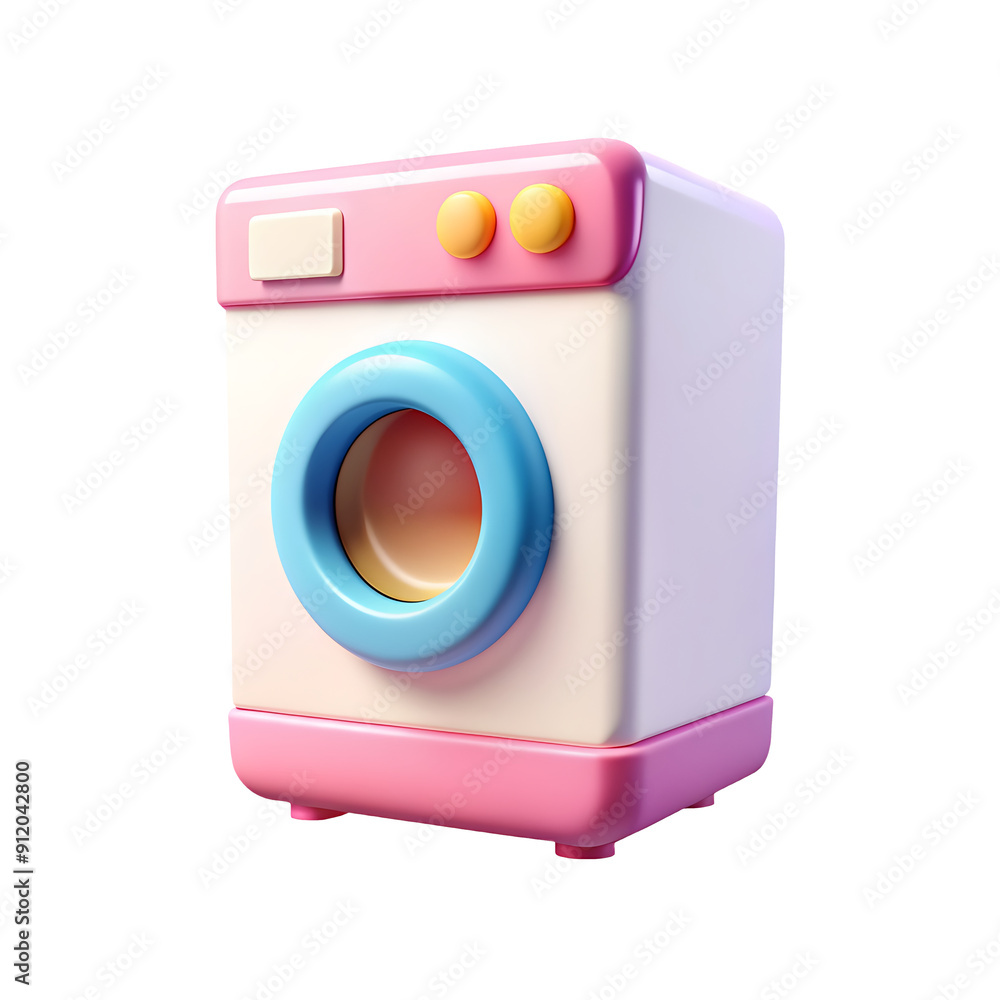 washing-machine icon bright pink and blue color in plastic 3d style ...