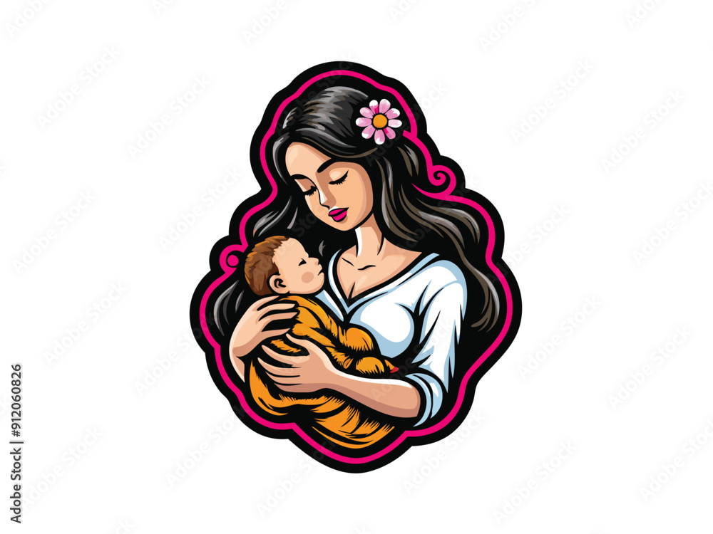A mother lovingly holds her baby in her arms, a symbol of maternal care ...