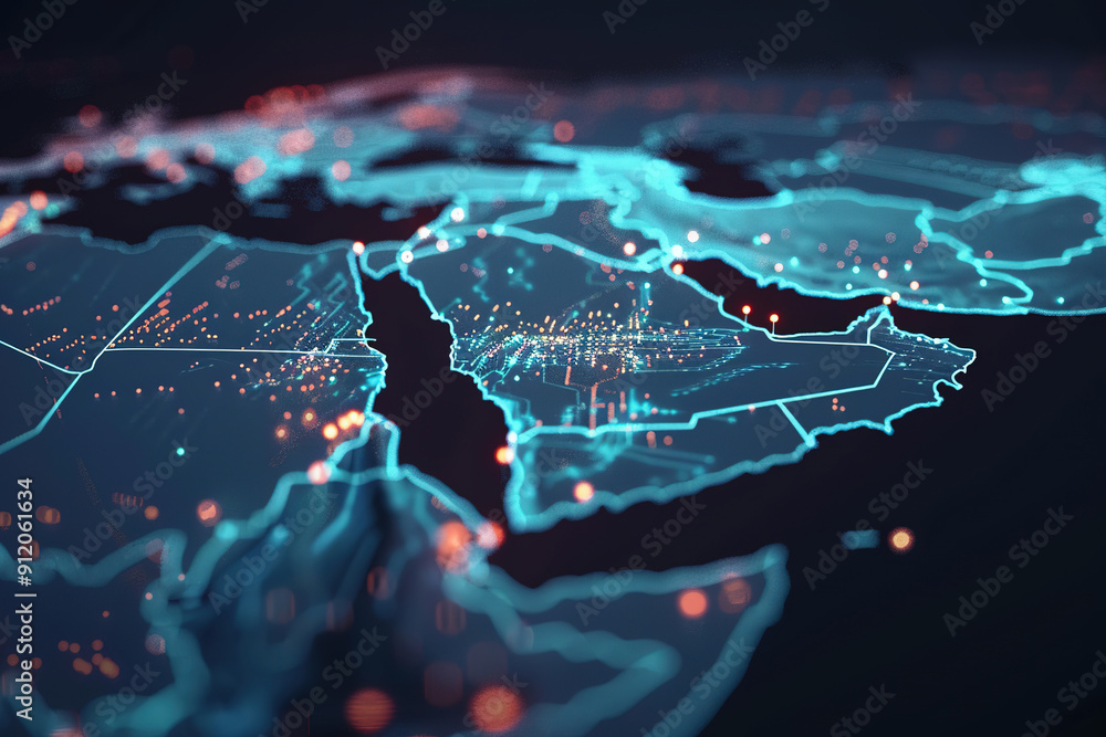 Digital Map of Saudi Arabia and Middle East and North Africa ...