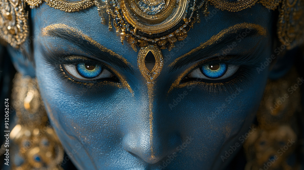 blue-skinned alien goddesses with gold makeup, surrounded by divinatory ...