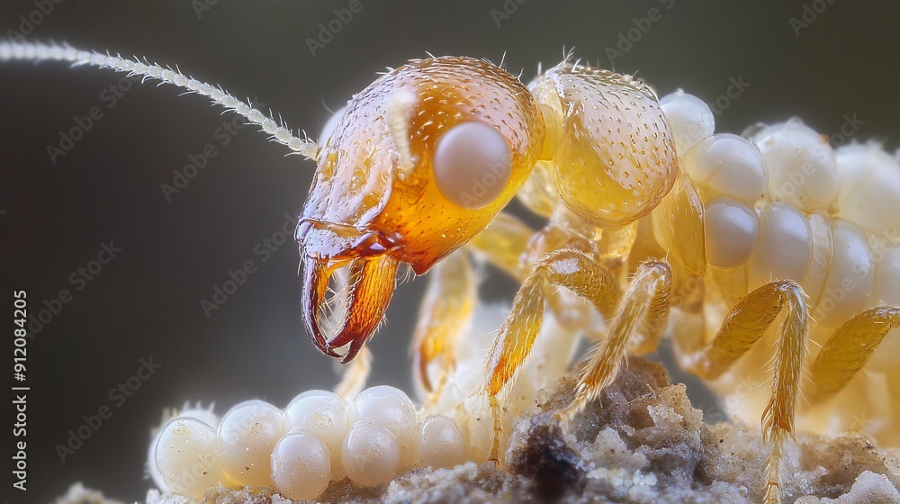 An extreme close-up of a termite queen captures the remarkable features ...