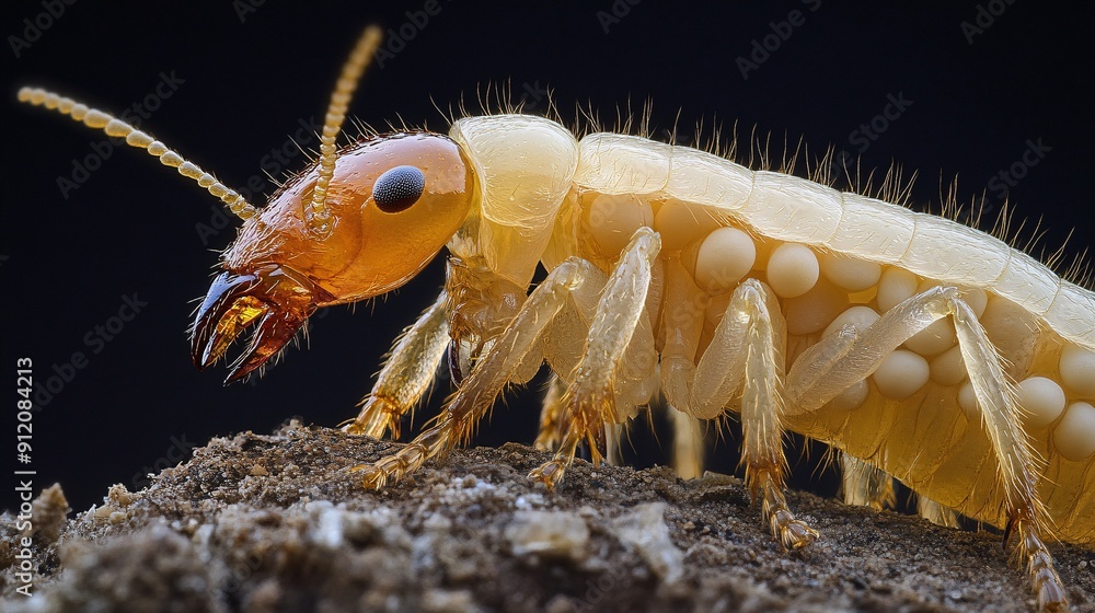 An extreme close-up of a termite queen captures the remarkable features ...