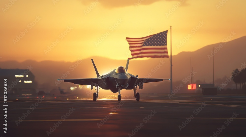 Memorial Day, Fighting Falcon f35 lands at an air base with the ...