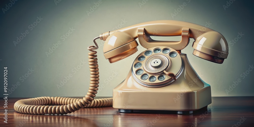 Vintage cornetta telephone with curly cord and rotary dial, retro ...