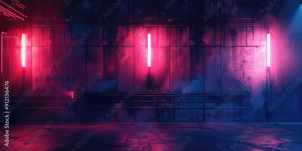 Cyberpunk image featuring pole lights wall lights and other light ...