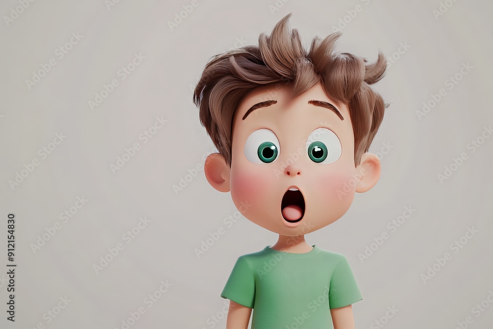 Cartoon boy with shocked expression. Stock Illustration | Adobe Stock