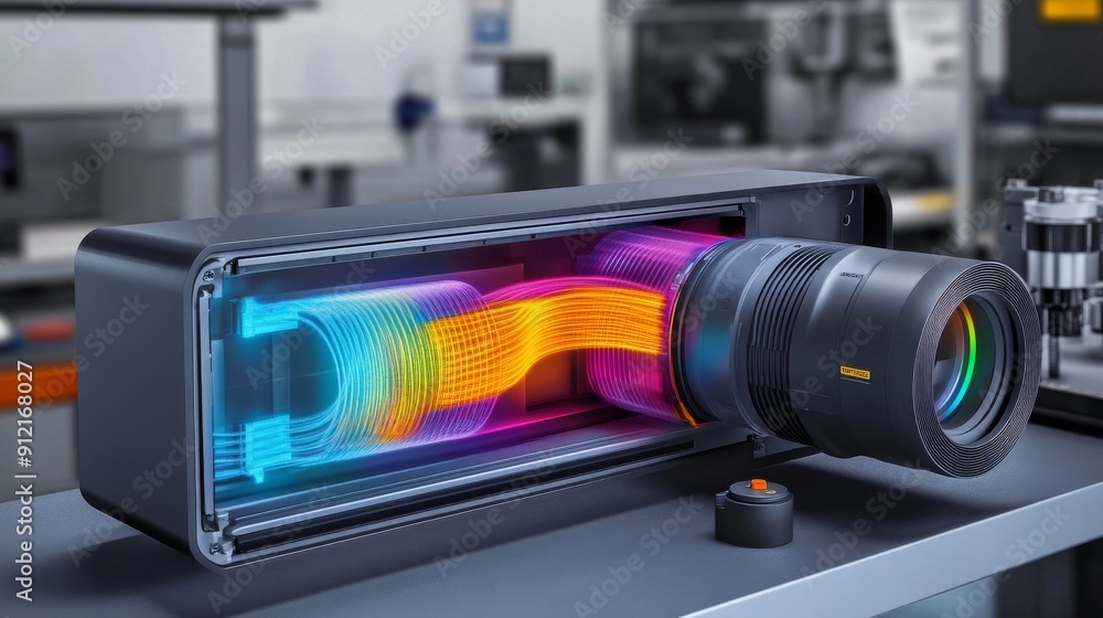Detailed thermal image of electrical wiring inside a panel, showing ...