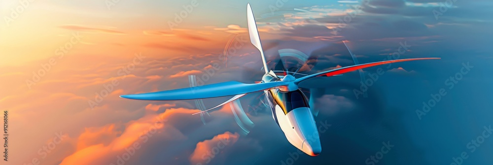 Futuristic Private Jet Soaring Above Clouds at Sunset - A futuristic ...