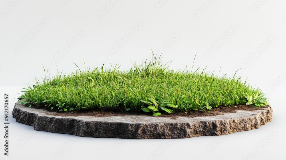 Circular display stand with 3D grass, isolated background showing ...