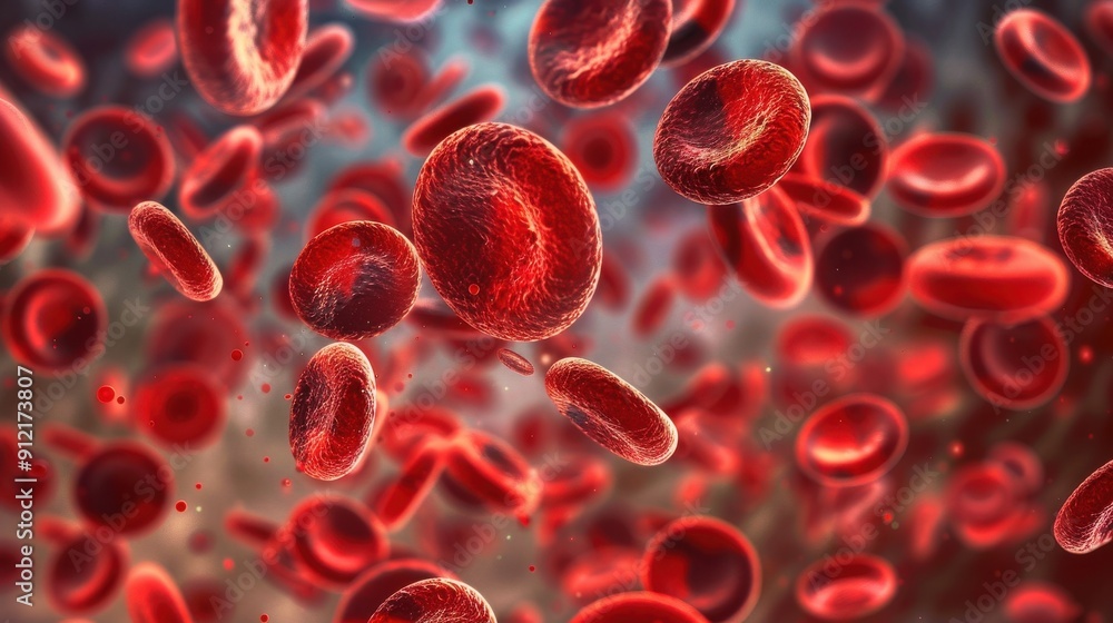 Produce an image of blood tissue, showing the diverse types of cells ...