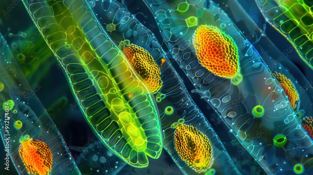 Produce an image of chloroplasts, capturing their thylakoid membranes ...