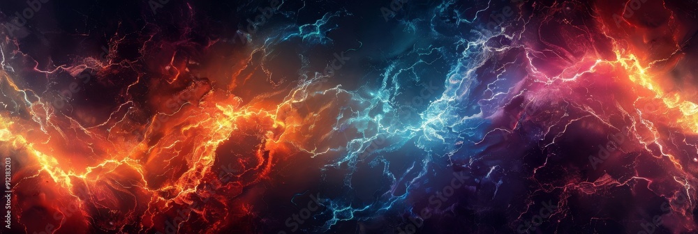 Abstract Fire and Ice Lightning Battle Background - Abstract fiery and ...