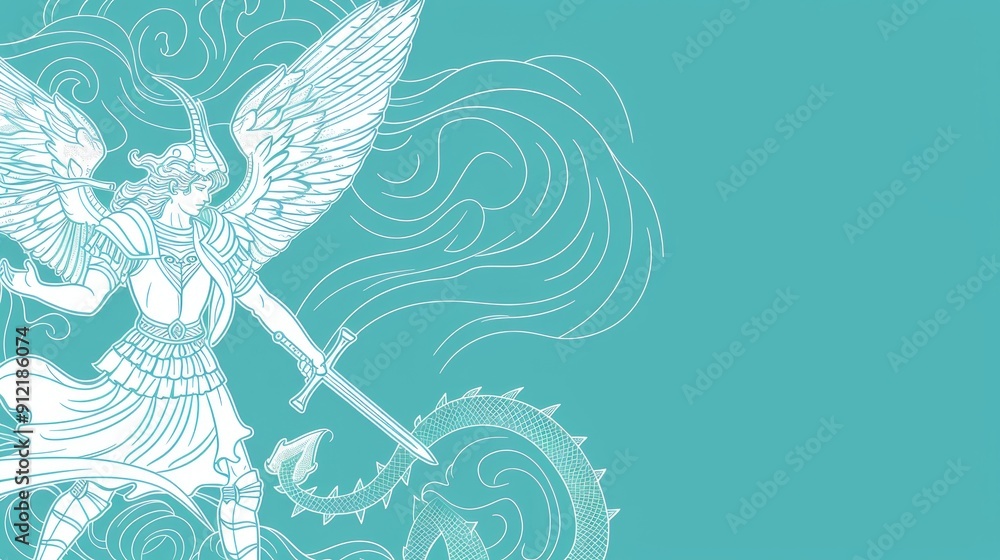 Archangel Michael Fighting a Demon - An illustration depicting ...