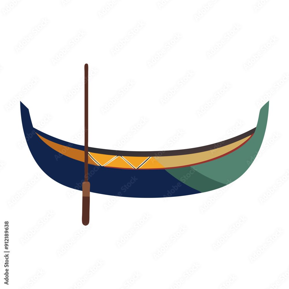 cartoon traditional mokoro canoe , water travel, wooden, wetlands ...