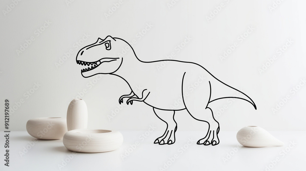 Tyrannosaurus Rex T-Rex Line Art Stock Illustration | Adobe Stock