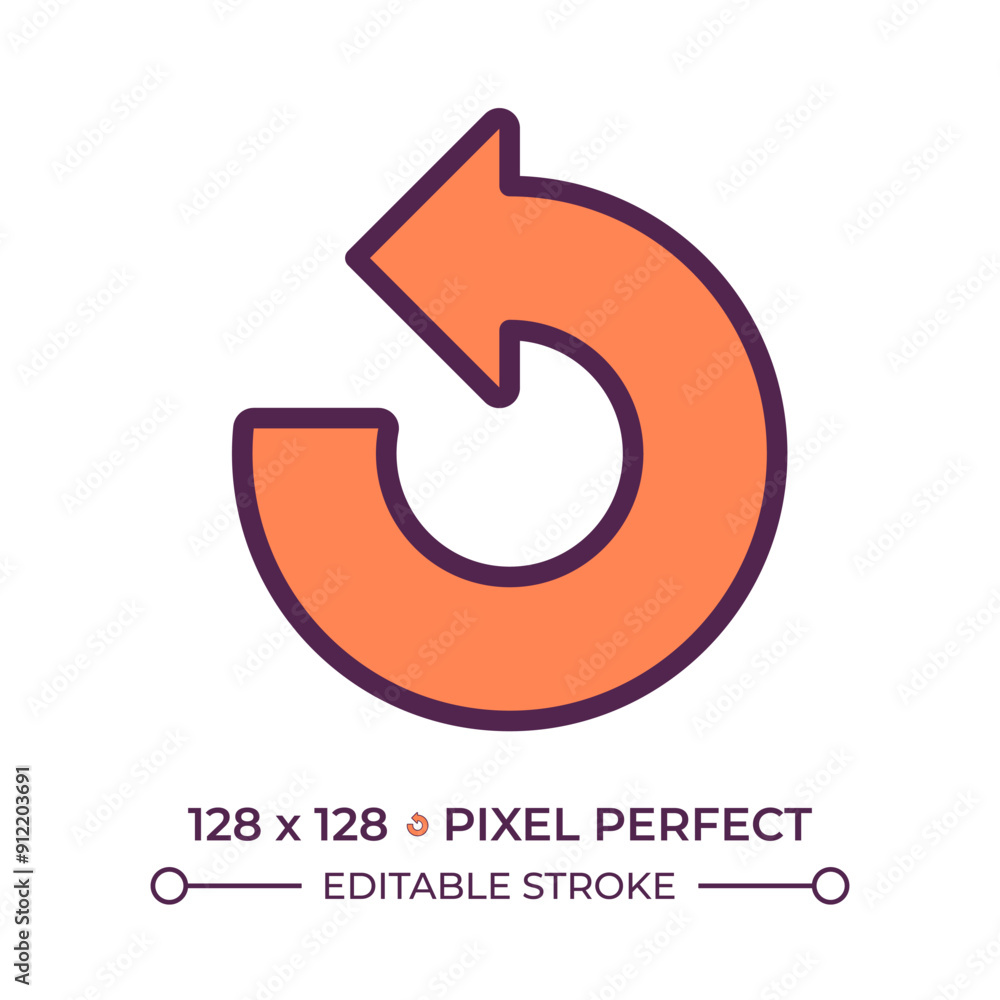 Counter clockwise arrow RGB color icon. Representing reversal, undo ...