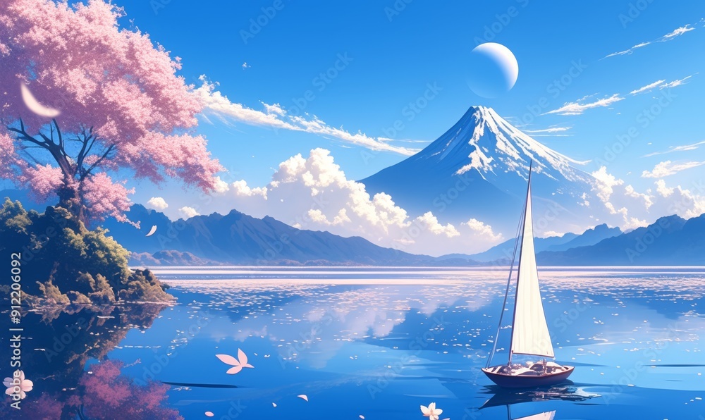 Serene Mount Fuji Lakeside Wallpaper: Anime-Inspired Landscape with ...