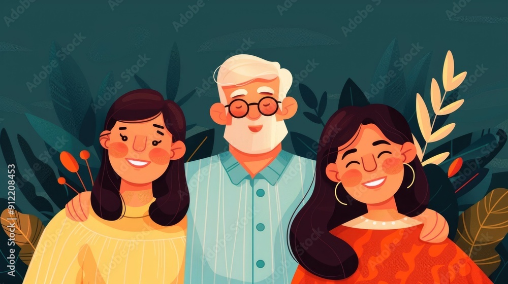 Vibrant depicting a heartwarming family reunion scene filled with hugs ...