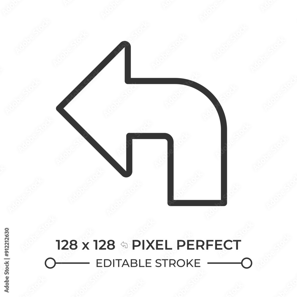 Left arrow linear icon. Symbolizing guidance. Directional sign. Turning ...