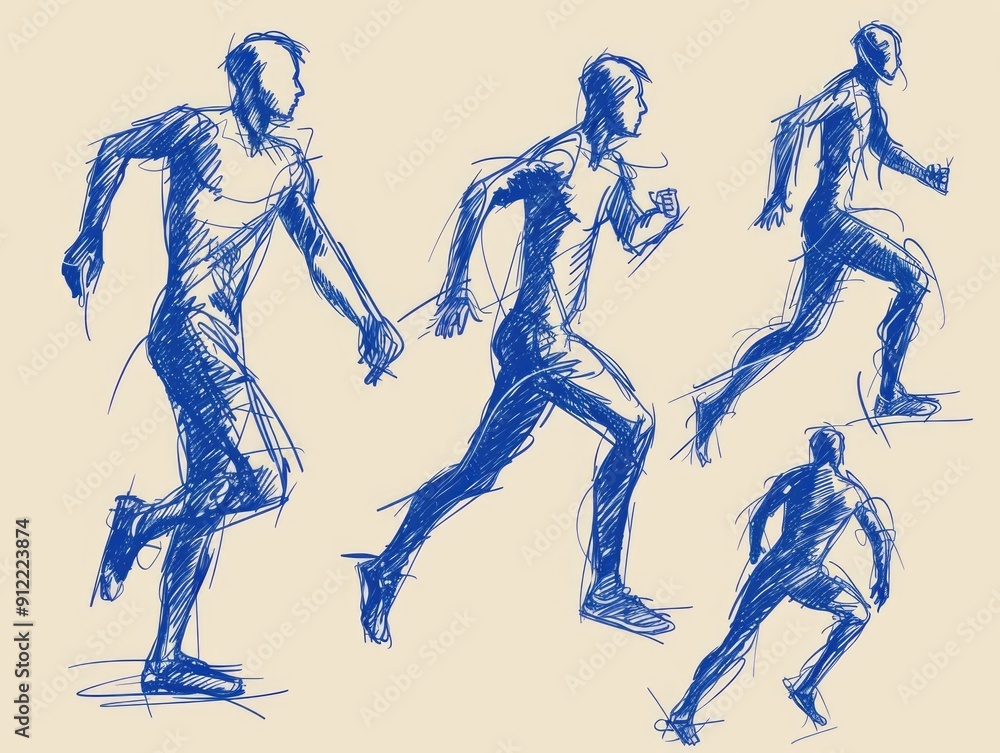 doodle sketches depicting dynamic action poses and energetic figures in ...