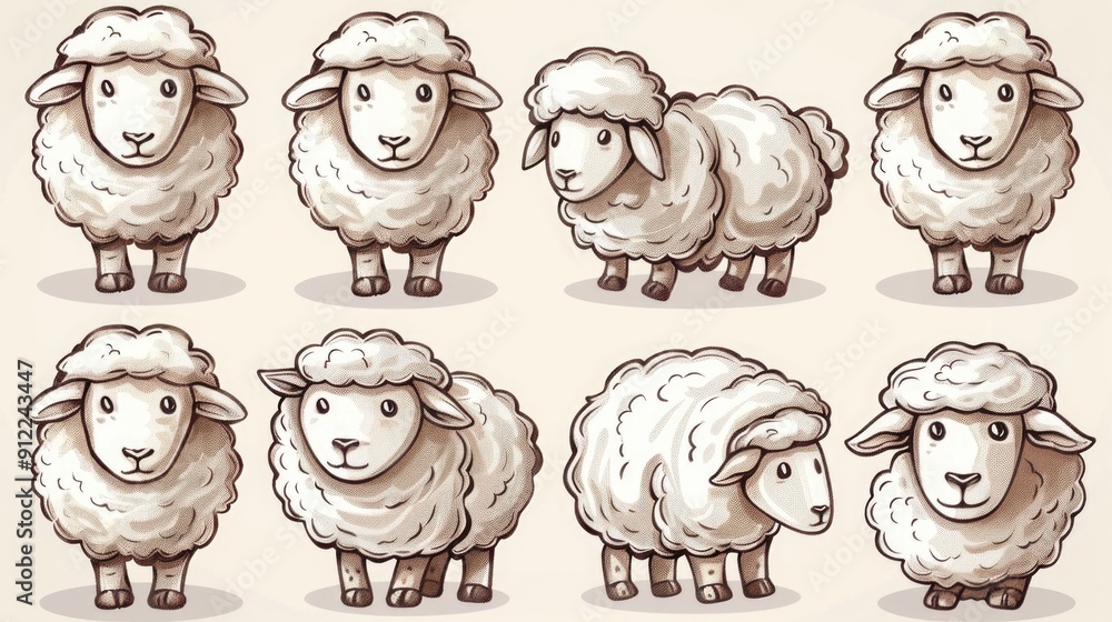 Adorable Doodle Sheep Collection Fluffy Fuzzy Playful and Whimsical ...
