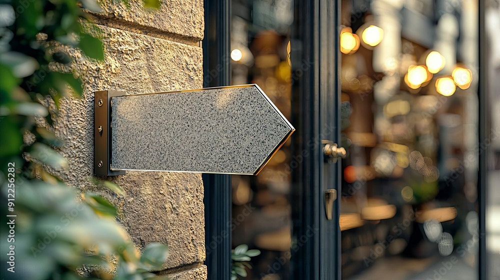 Blank arrow store signage design mockup isolated, granite badge clear ...