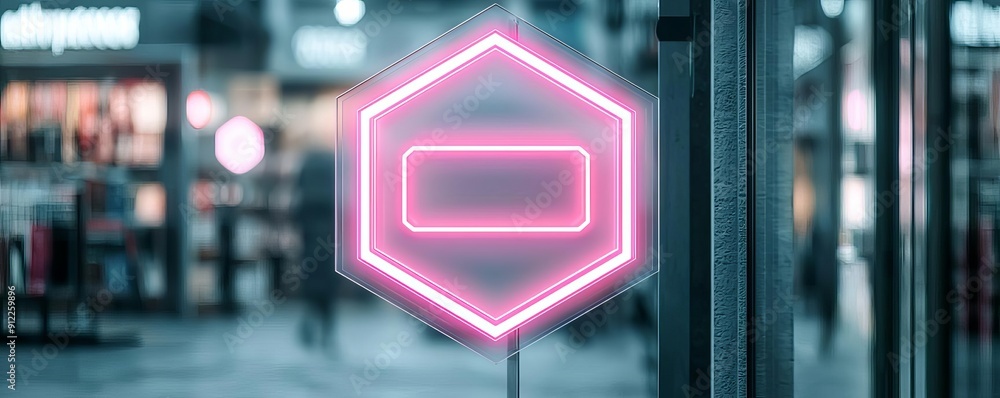 Blank hexagon store signage design mockup isolated, acrylic badge clear ...