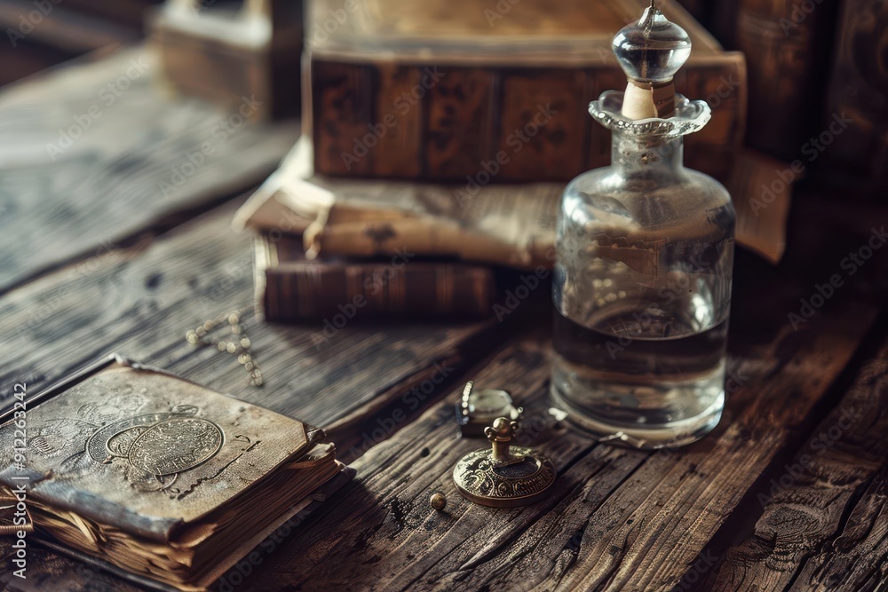 nostalgic sepiatoned portrait of vintage objects soft vignette frames ...