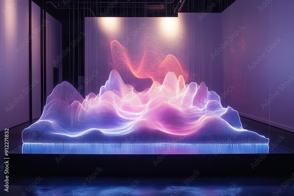 immersive audio visualization with pulsating waves of luminous ...