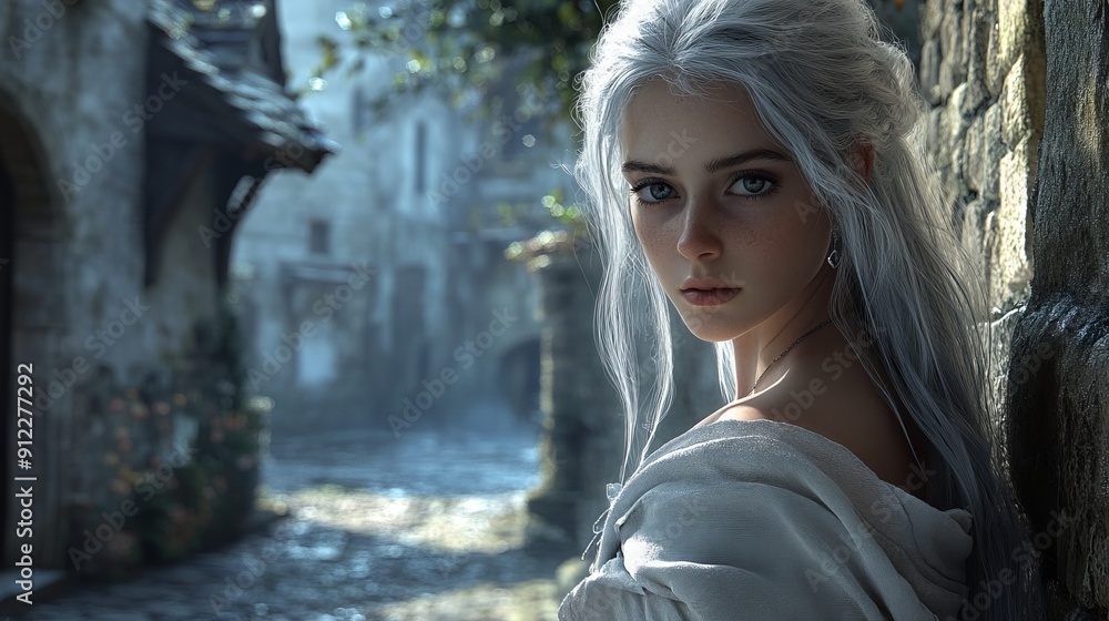 in the movie like fantasy scenes, her silver hair, angelic face, and ...