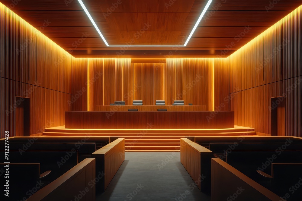 modern courtroom interior sleek design with wood accents empty judges ...