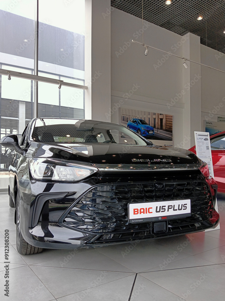 Chinese car BAIC U5 PLUS Beiling is in showroom of Hyundai dealership ...