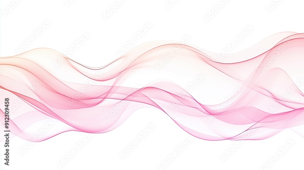 ภาพประกอบสต็อก Pink Abstract Wave Design on White Background, Elegant ...