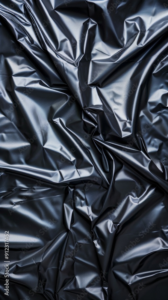abstract black plastic texture background with wrinkles and folds ...