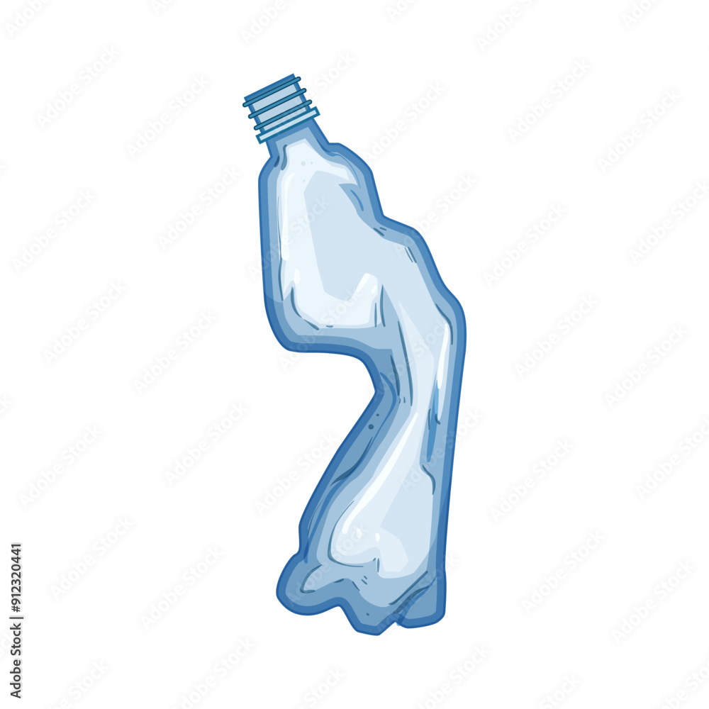 empty crumpled plastic bottle cartoon. water recycle, used pet, trash ...