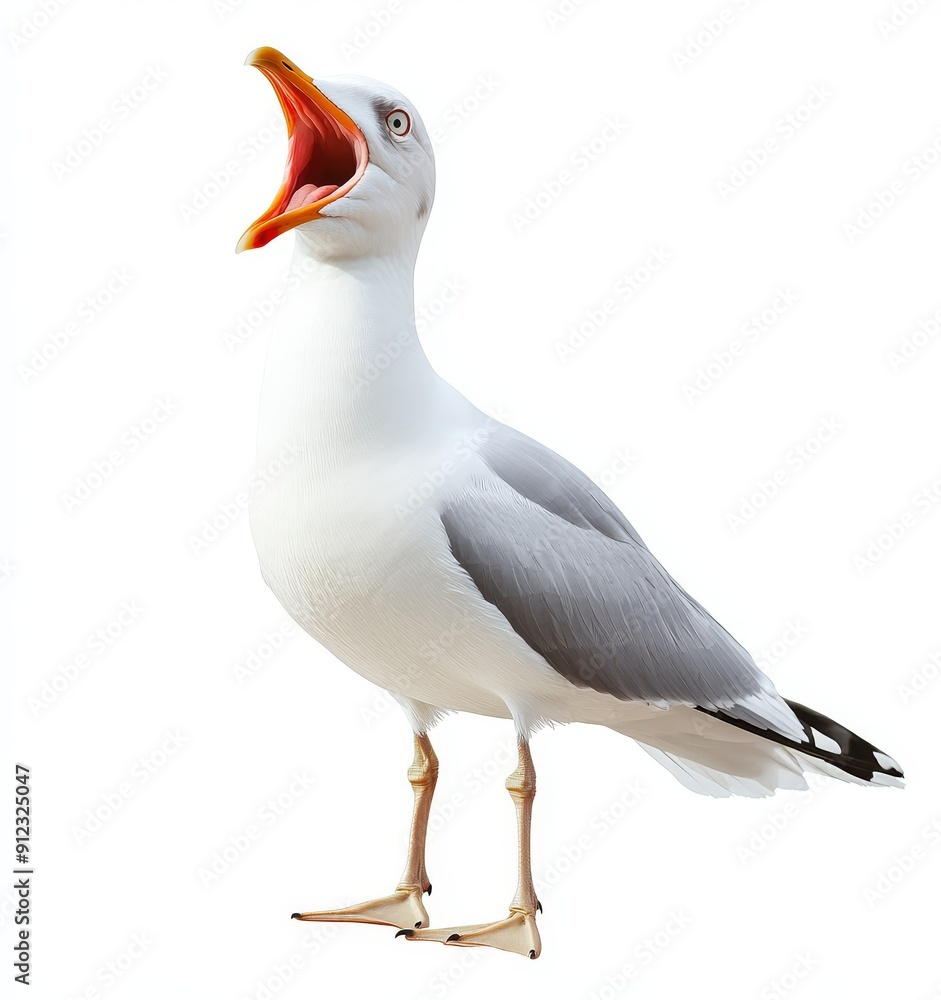 As a PNG, seagull screaming on a white or transparent background ...