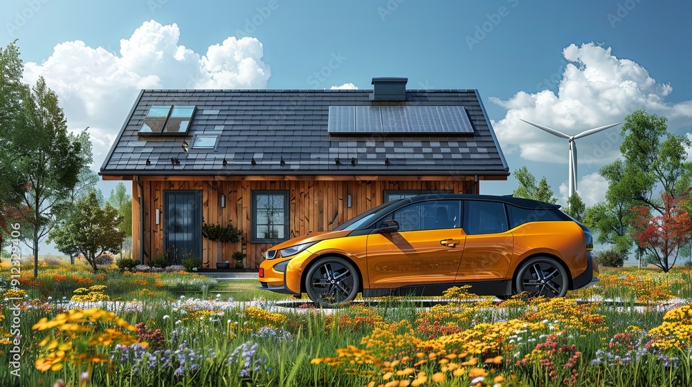 flat, Home virtual battery energy storage with house photovoltaic solar ...