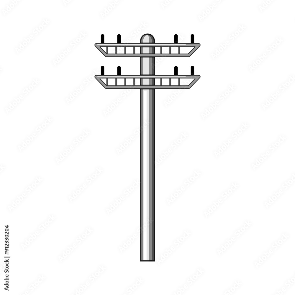tower electric pylon cartoon. transmission high, grid industry, line ...