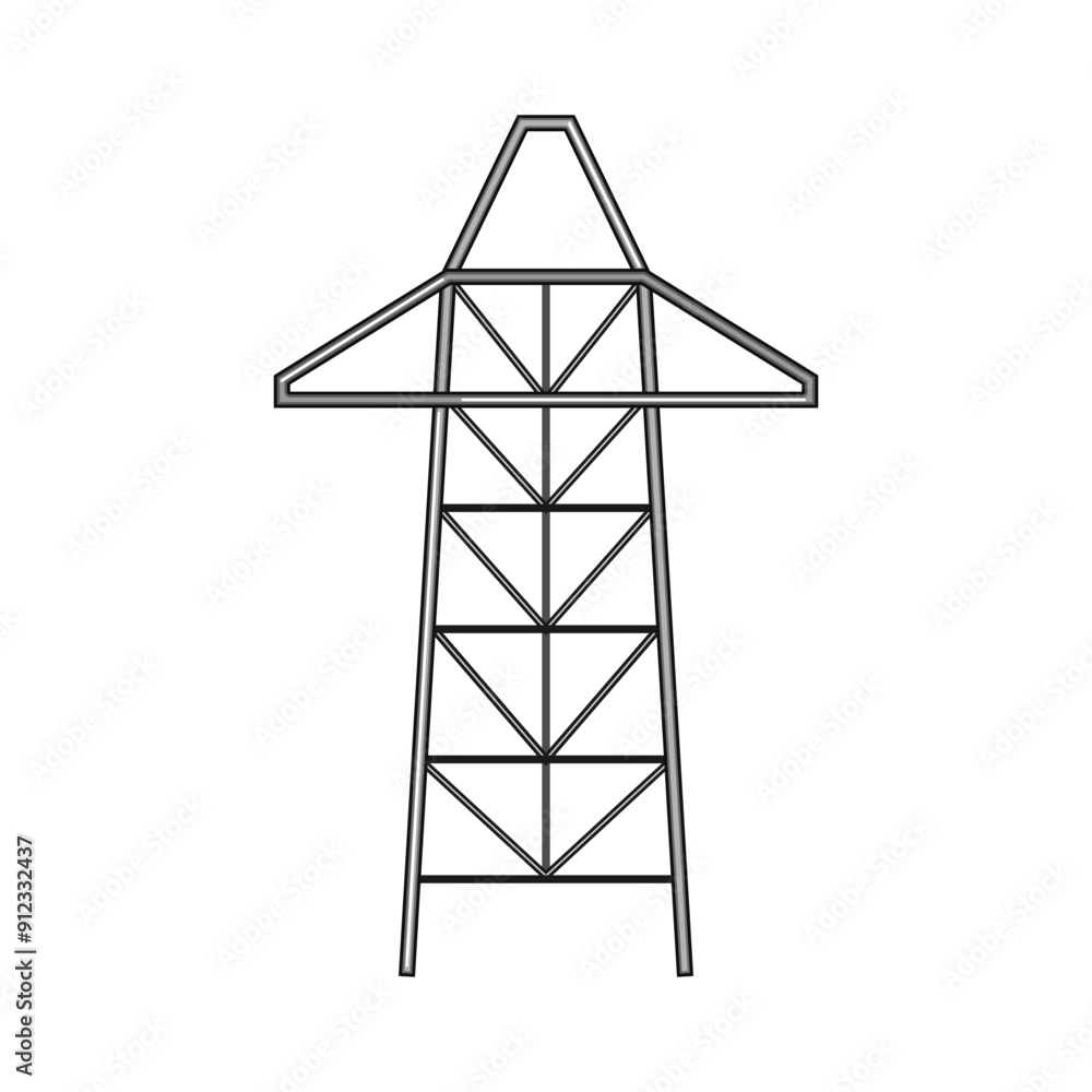 pole electric pylon cartoon. supply distribution, cable wire ...