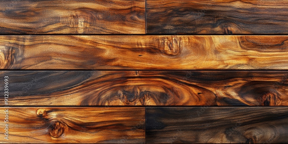 Birdâ€™s eye view of a polished koa wood surface, rich in color with ...