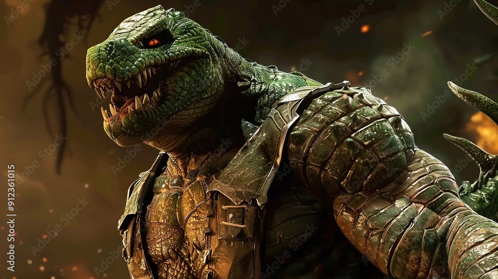 Fearsome Reptile from Mortal Kombat, Sinister Lizard Warrior in the ...