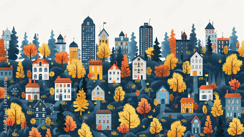 Vector Illustration Great City Map Creatorseamless Pattern Map And Houses Infrastructure