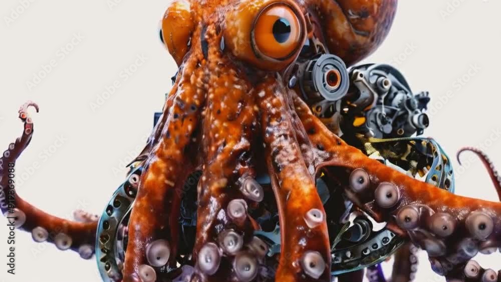 a close up of an octopus on a white background, cephalopod ...
