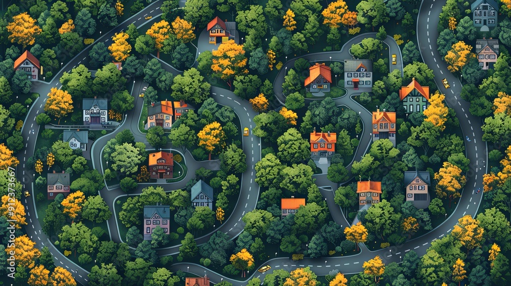 vector, illustration, Great city map creator.Seamless pattern map and ...